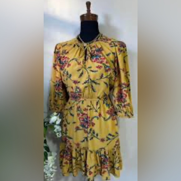 Knox Rose | Dresses | Knox Rose Flowered Mustard Color Dress | Poshmark